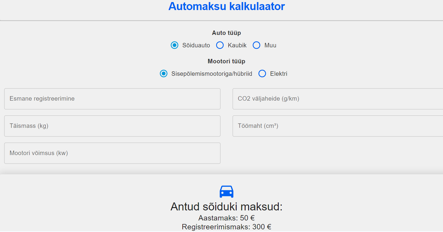 Automaksu kalkulaator
